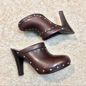 MICHAEL Michael Kors | Shoes | Michael Kors Brown Leather Studded Clogs ...